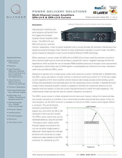 QPA - Product Information Sheet - Quanser