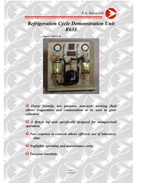 Refrigeration Cycle Demonstration Unit R633