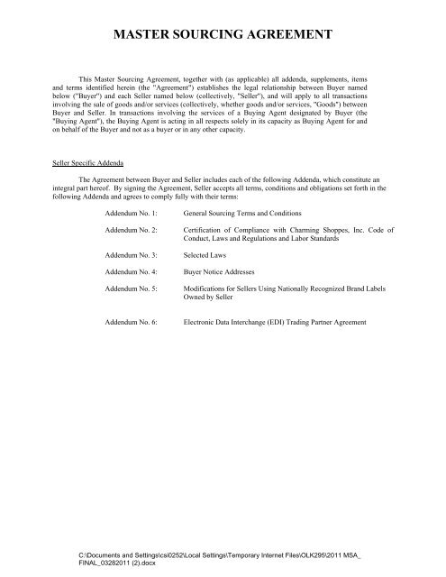 Master Supply Agreement Template