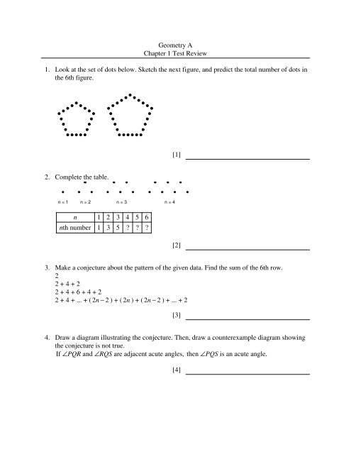 Geometry Test Review 1 with Key