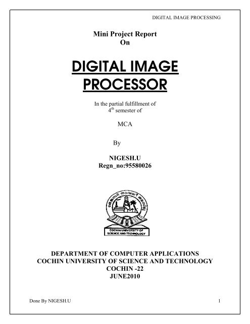 digital image processor - DSpace at CUSAT - Cochin University of ...