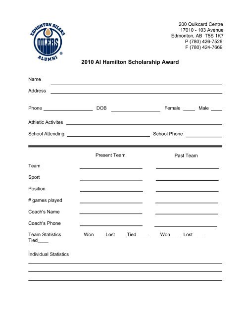 Al Hamilton Scholarship Application Form - Edmonton Catholic ...