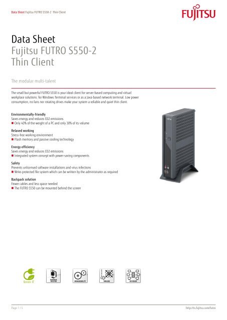Data Sheet Fujitsu FUTRO S550-2 Thin Client - bei Fujitsu ...