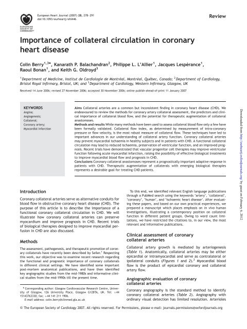 Importance of collateral circulation in coronary heart disease