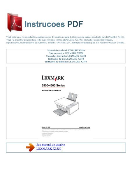 Manual do usuário LEXMARK X3550 - INSTRUCOES PDF