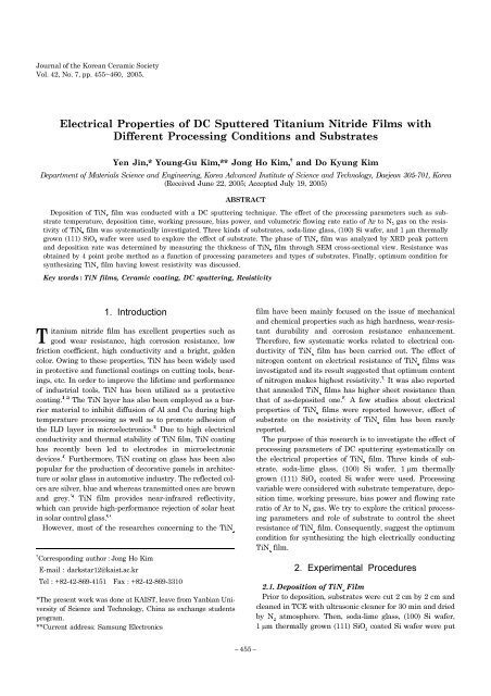 Electrical Properties of DC Sputtered Titanium Nitride Films with ...