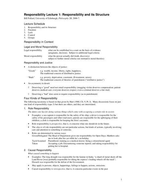 Responsibility and its Structure - Humanities and Social Science ...