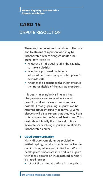 Dispute resolution - BMA