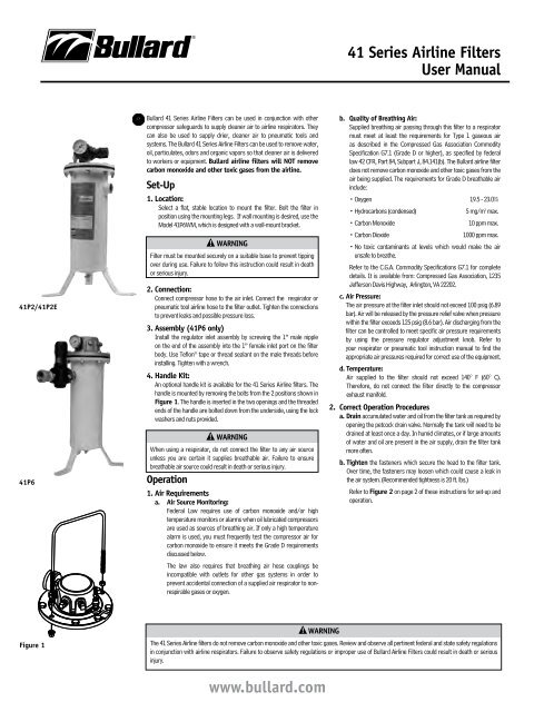 www.bullard.com 41 Series Airline Filters User Manual