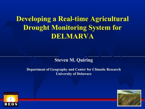 Developing a Real-time Agricultural Drought Monitoring System for ...