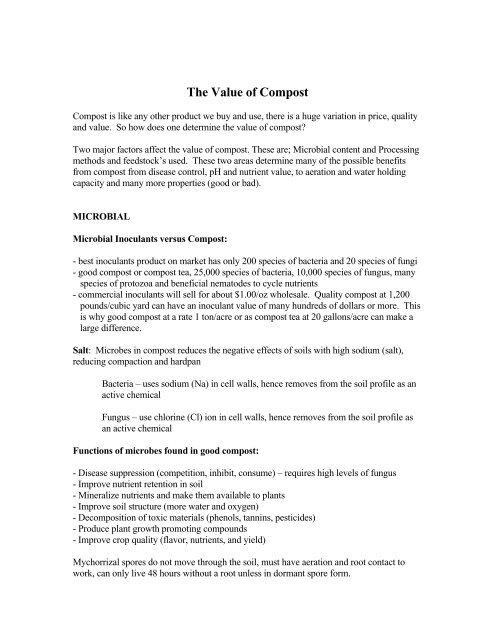 The Value of Compost