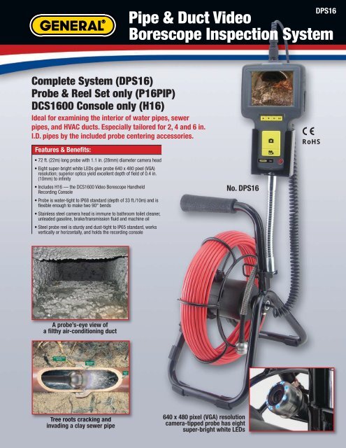 Pipe & Duct Video Borescope Inspection System - General Tools ...