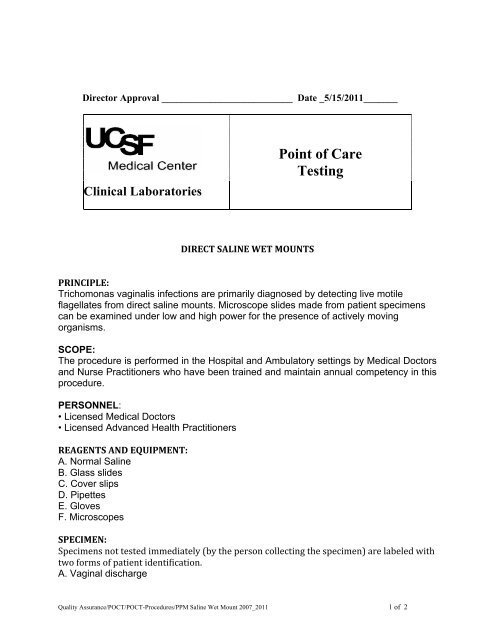Saline Wet Mount Microscopy