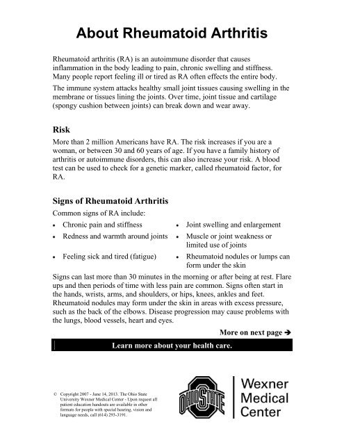 About Rheumatoid Arthritis - Patient Education Home