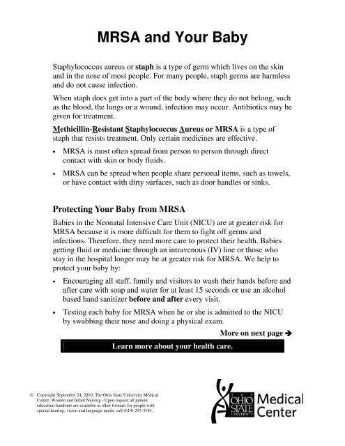 MRSA and Your Baby - Patient Education Home