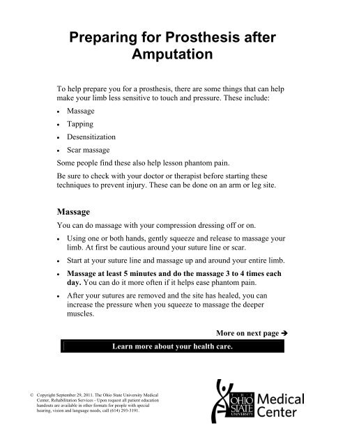 Preparing for Prosthesis after Amputation - Patient Education Home