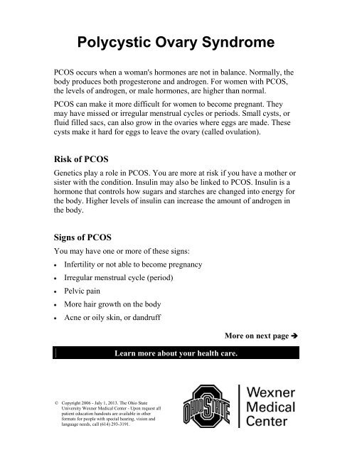 Polycystic Ovary Syndrome (PCOS) - Patient Education Home