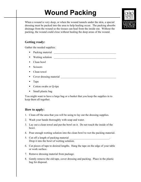 Wound Packing - Patient Education Home