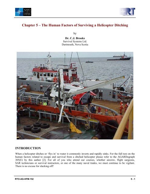 Chapter 5 – The Human Factors of Surviving a Helicopter Ditching