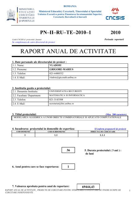 RAPORT ANUAL DE ACTIVITATE