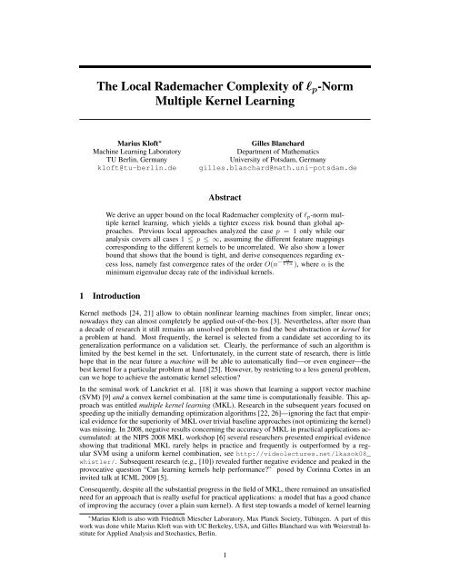 The Local Rademacher Complexity of lp-Norm Multiple Kernel ...