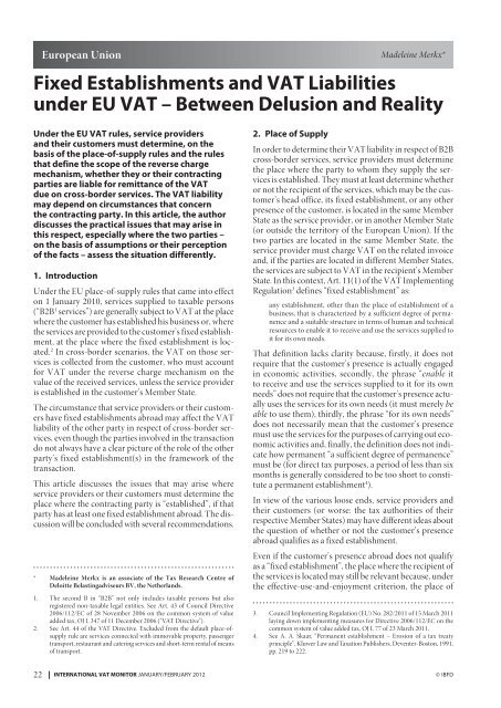 Fixed Establishments and VAT Liabilities under EU ... - empcom.gov.in