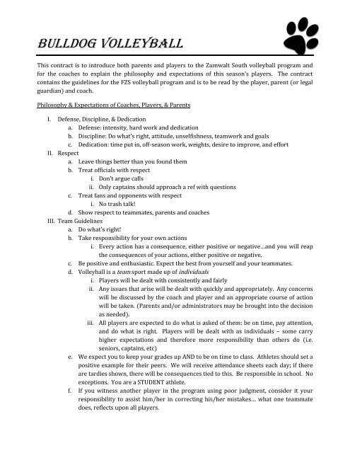 Volleyball Contract - FZS Bulldog
