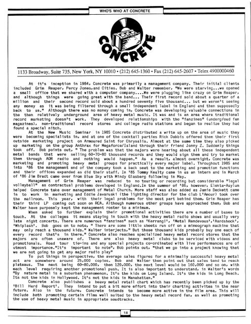 Concrete Mgmt - New On The Charts