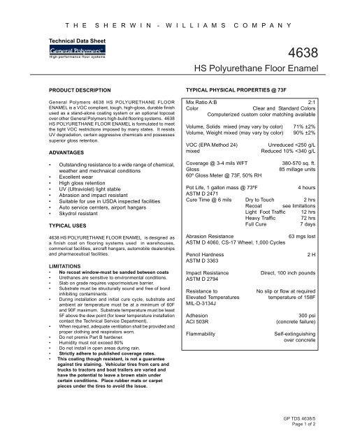 HS Polyurethane Floor Enamel - General Polymers