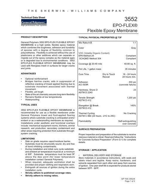 EPO-FLEX® Flexible Epoxy Membrane - General Polymers