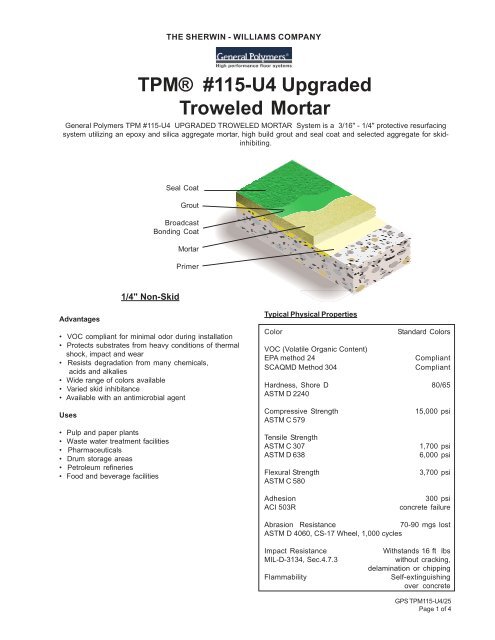 TPM® #115-U4 Upgraded Troweled Mortar - General Polymers