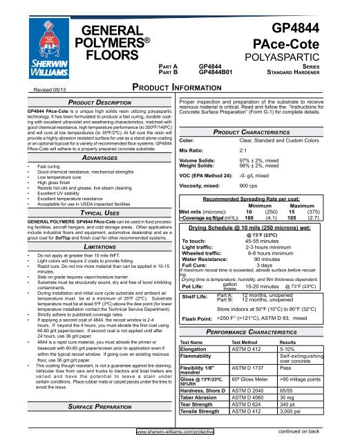 GP4844 PAce-Cote GenerAl Polymers® Floors