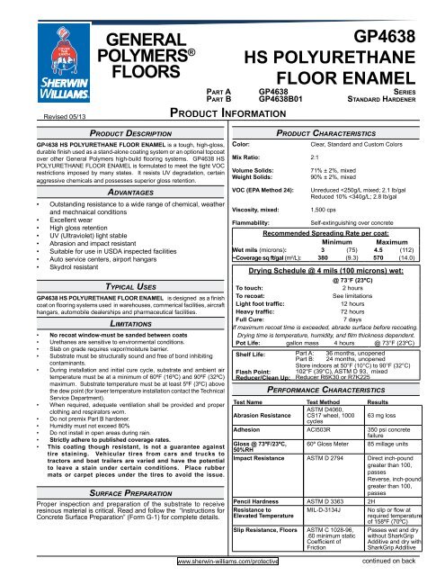 GP4638 HS PolyuretHane Floor enamel General PolymerS® FloorS