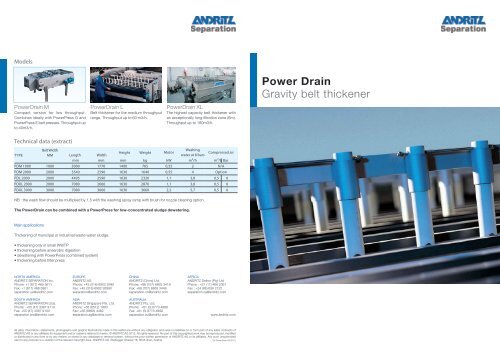 Power Drain Gravity belt thickener