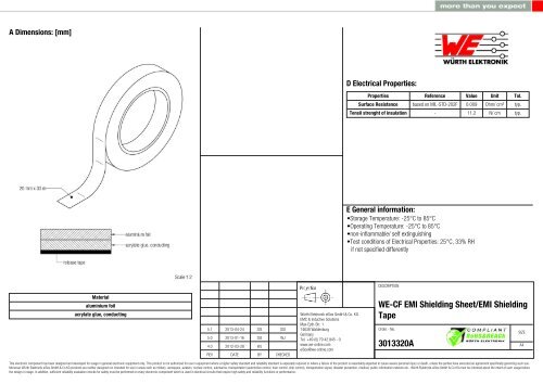 WE-CF EMI Shielding Sheet/EMI Shielding Tape 3013320A
