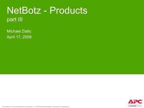 Netbotz Sensors - APC