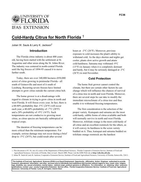 Cold-Hardy Citrus for North Florida - Orange County Extension ...