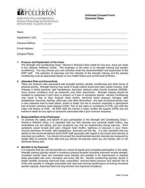 Informed Consent Form Personal Training