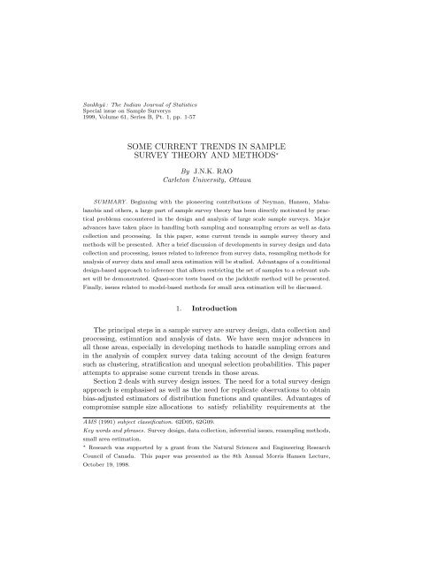 some current trends in sample survey theory and methods