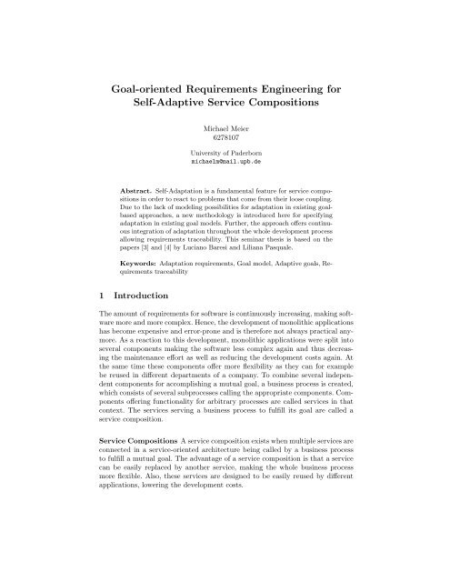 Goal-oriented Requirements Engineering for Self-Adaptive Service ...
