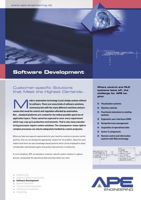 Software Development - APE - Automation - Process Control ...