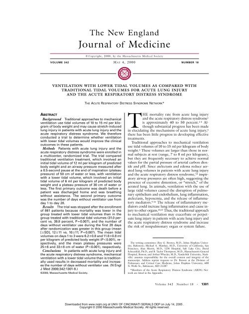 ARDSNet - NEJM 2001.pdf - Surgery
