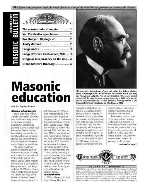 Masonic education - Grand Lodge of British Columbia and Yukon
