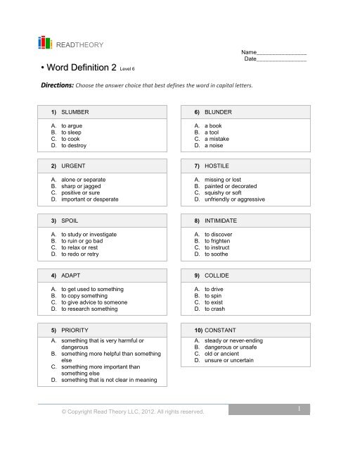 Word Definition 2 - English for Everyone