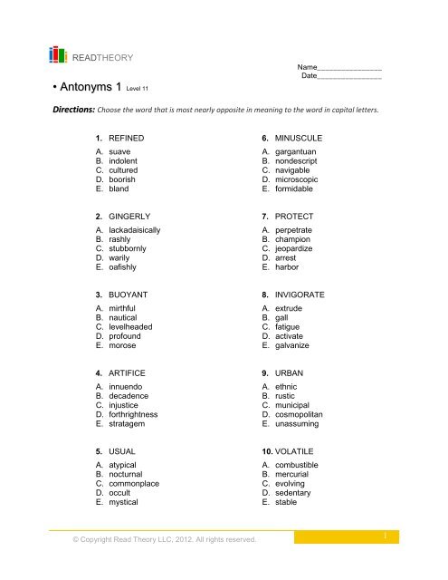 Antonyms 1 - English for Everyone