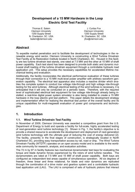 Development of a 15 MW Hardware in the Loop Electric Grid Test ...