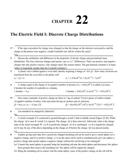 CHAPTER 22 The Electric Field I: Discrete Charge Distributions