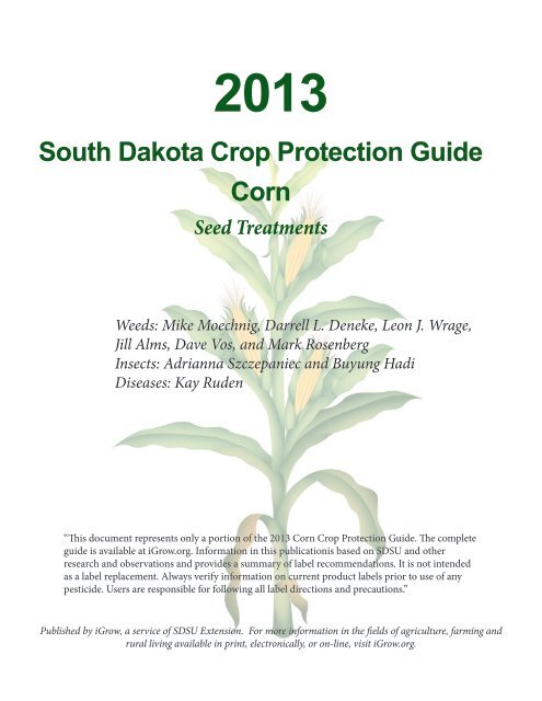 2013 Corn Crop Protection Guide: Seed Treatments (1 MB) - iGrow