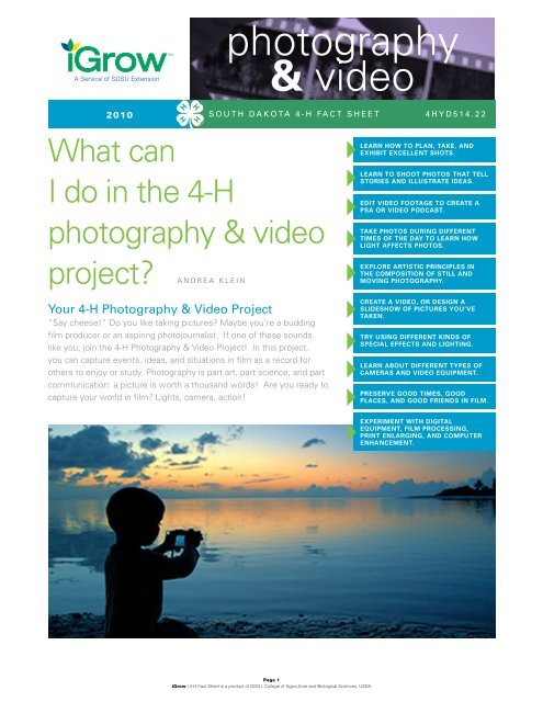 4-H Photography Project Sheet - iGrow
