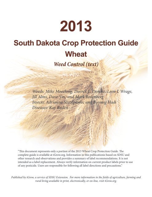 2013 Wheat Crop Protection Guide: Weed Control (text) (2 MB) - iGrow